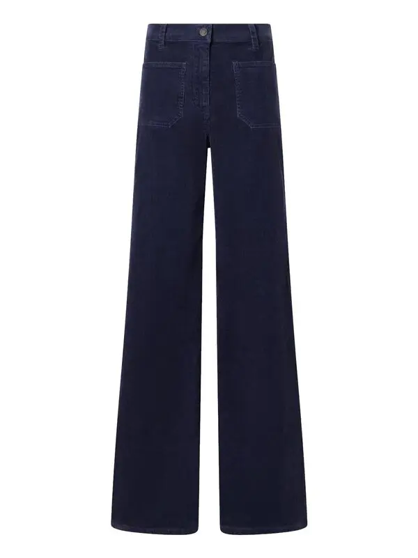 NILI LOTAN Florence Cotton-blend Corduroy Flared Pants - Blue