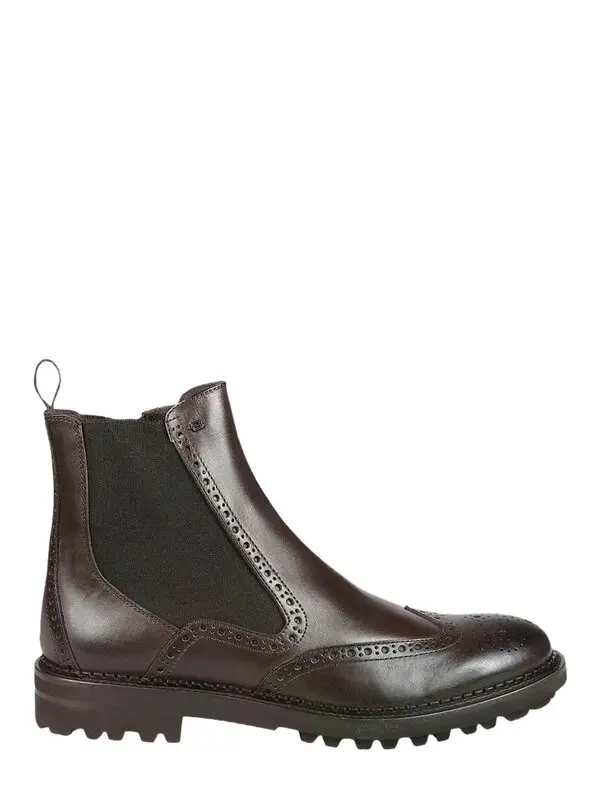 BALDININI Brogue-detail Leather Boots - Brown