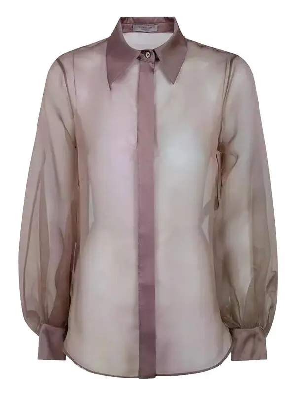D.exterior Silk Organza Long-sleeve Shirt - Brown