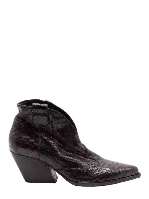 Elena Iachi Reptile-print Leather Ankle Boots - Brown