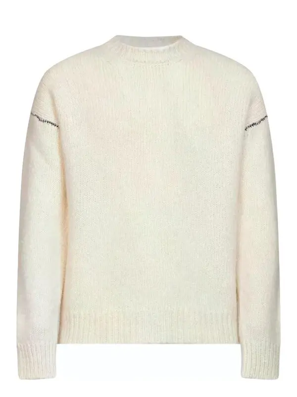 ROBERTO COLLINA Contrast-stitch Crew-neck Sweater - Neutrals