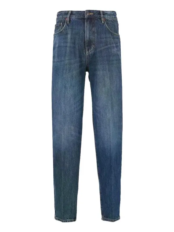 Emporio Armani Logo-patch Straight-leg Jeans - Blue