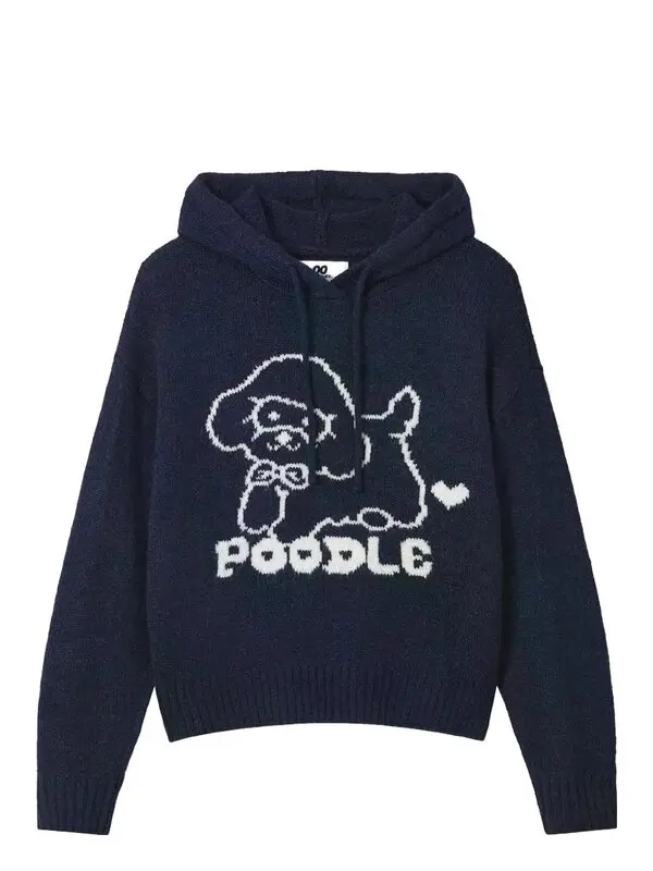 CHOCOOLATE Intarsia-knit Drawstring Hoodie - Blue