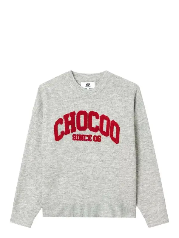CHOCOOLATE Logo-patch Crew-neck Sweater - Grey