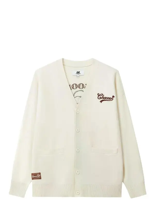 CHOCOOLATE Logo-embroidered V-neck Cardigan - Neutrals