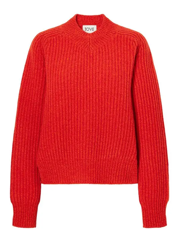 Tove Eilis Ribbed Wool Sweater - Red