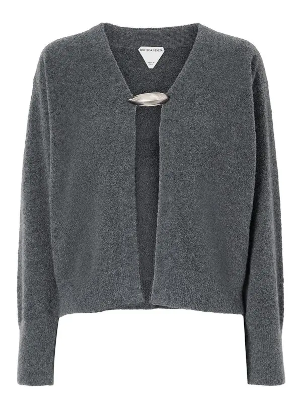Bottega Veneta Embellished Cashmere, Wool And Silk-blend Cardigan - Gray