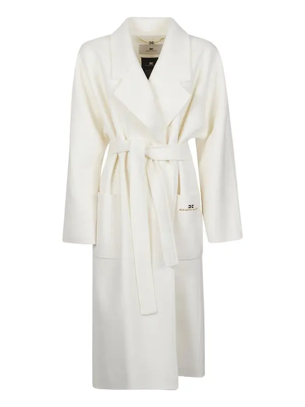 Elisabetta Franchi Logo Detailed Belted Coat - No