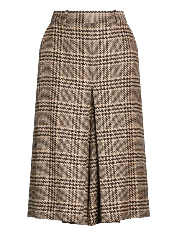 Saint Laurent Plaid Midi Skirt - Sand