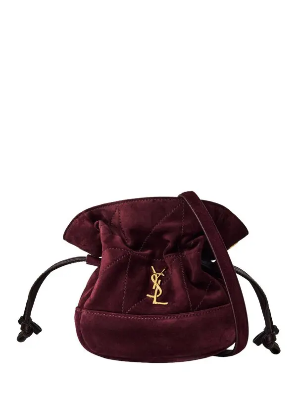Saint Laurent Suede Drawstring Bucket Mini Bag - Brown