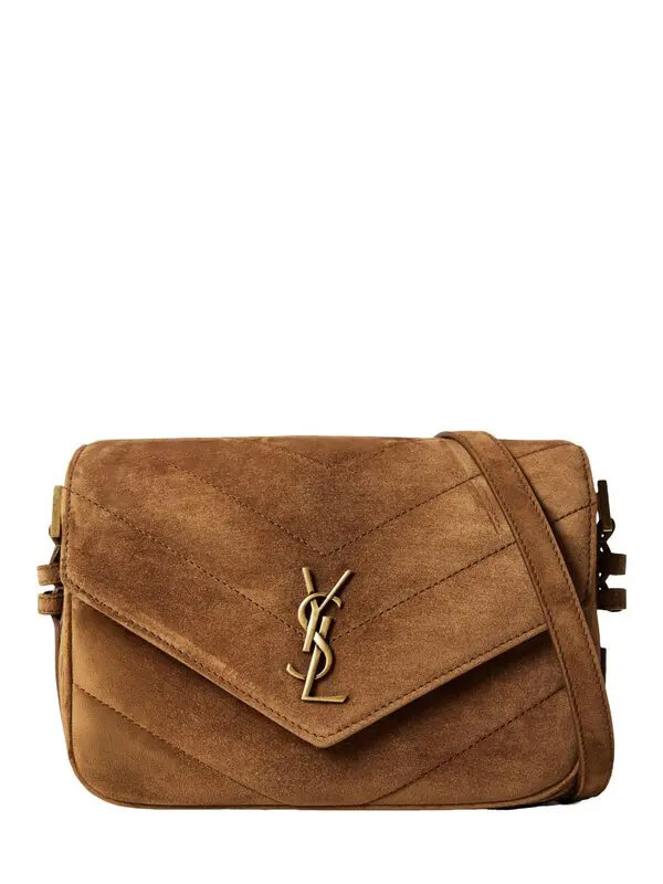 Saint Laurent Suede Flap Crossbody Bag - Brown