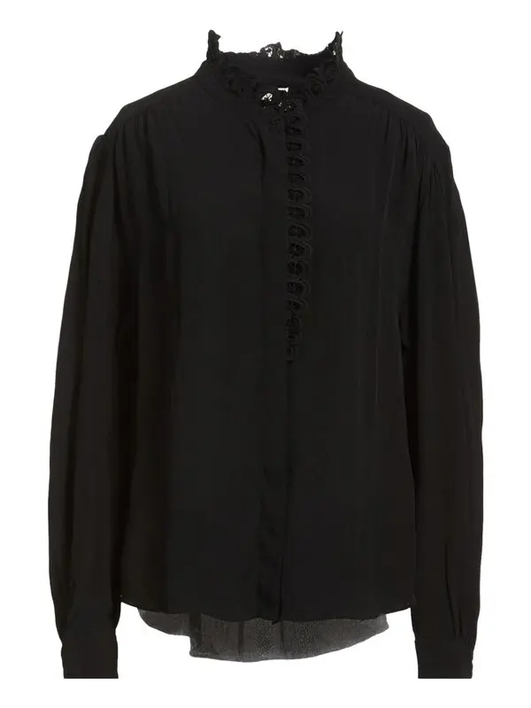 Isabel Marant Étoile Solid-color Long-sleeved Chiffon Shirt - Black