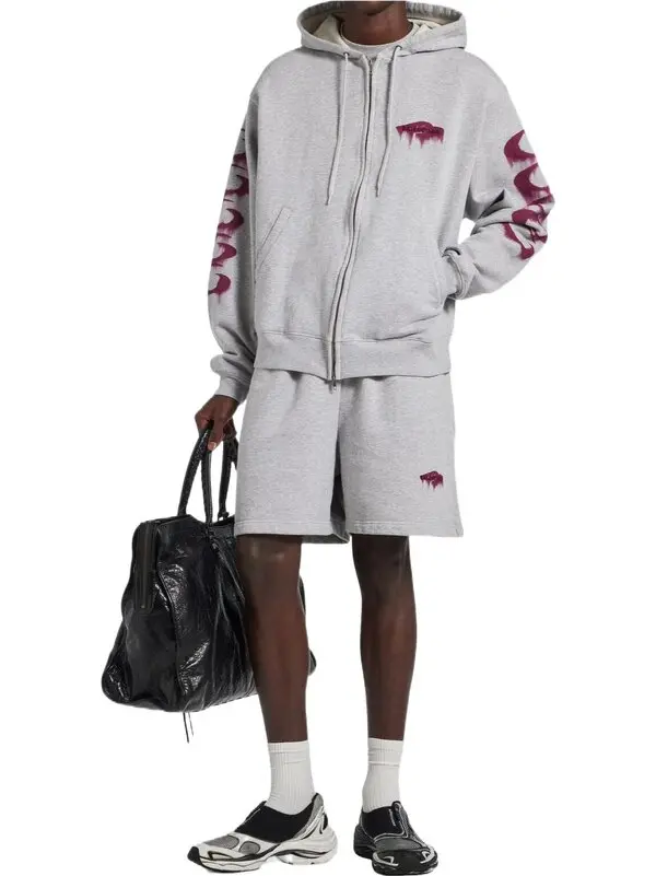Balenciaga Wet Brush Oversized Zip-up Hoodie In Light Heather Grey - Light Hemp Gray
