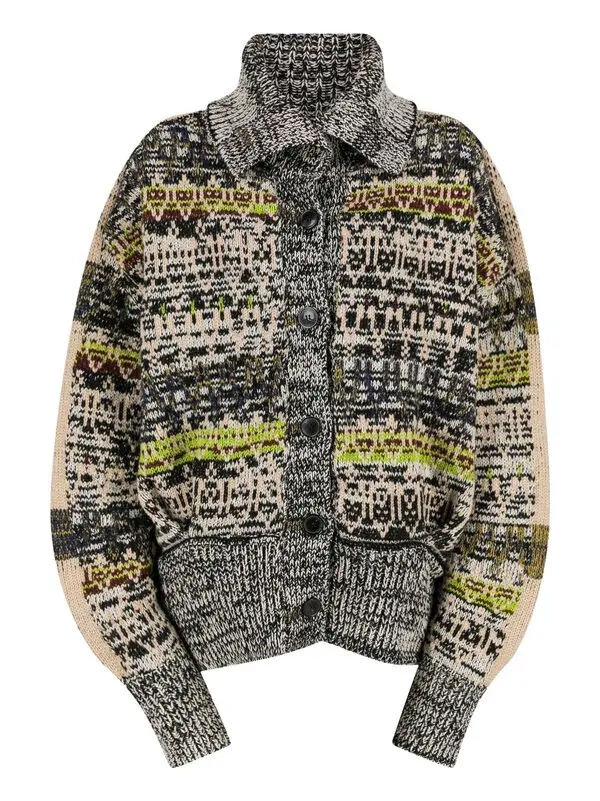 Dries Van Noten Long Sleeve High Neck Cardigan - Black