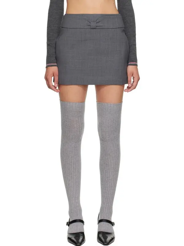 SHUSHU/TONG Bow-detail Low-waist Mini Skirt - Grey