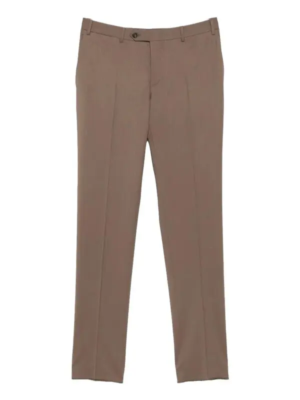 Canali Pressed-crease Tailored Trousers - Brown