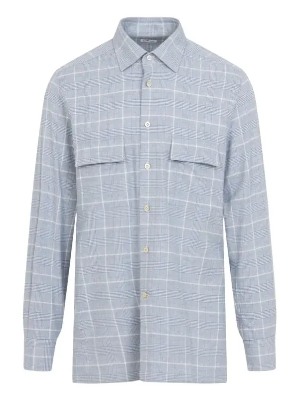 Kiton Check-pattern Flap-pocket Shirt - Gray