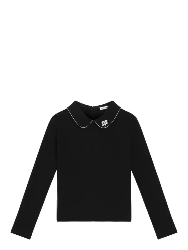 Dolce & Gabbana Logo-embroidered Peter Pan-collar Blouse - Black
