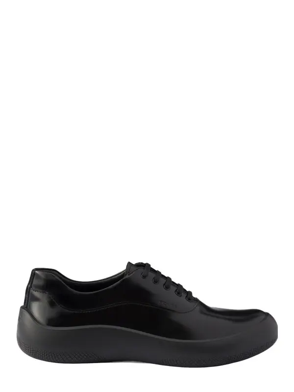 Prada Brushed Leather Sneakers - Black