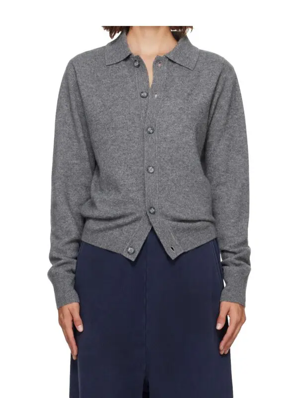 ENTIRE STUDIOS Button-front Long-sleeve Knit Top - Grey