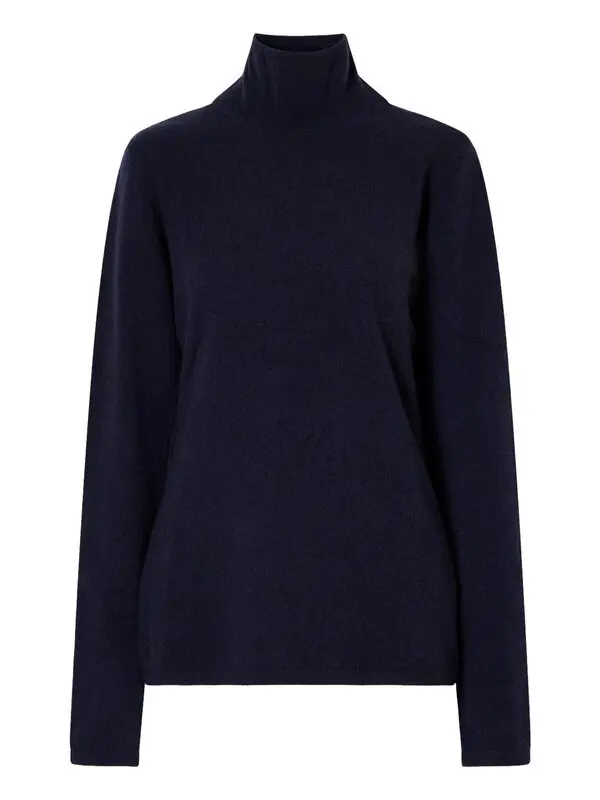 Tove Open-back Wool And Cashmere-blend Turtleneck Sweater - Blue