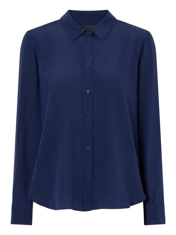 NILI LOTAN Gaia Silk-crepe De Chine Shirt - Blue