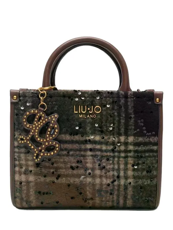 Liu Jo Sequin-embellished Check-pattern Tote Bag - Brown