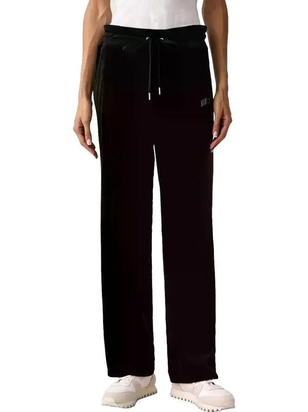 Dkny Logo-embellished Velvet Track Pants - Black