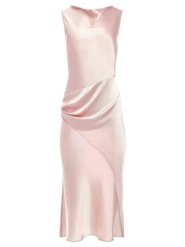 Nina Ricci Asymmetrical Draped Midi Dress - Pink