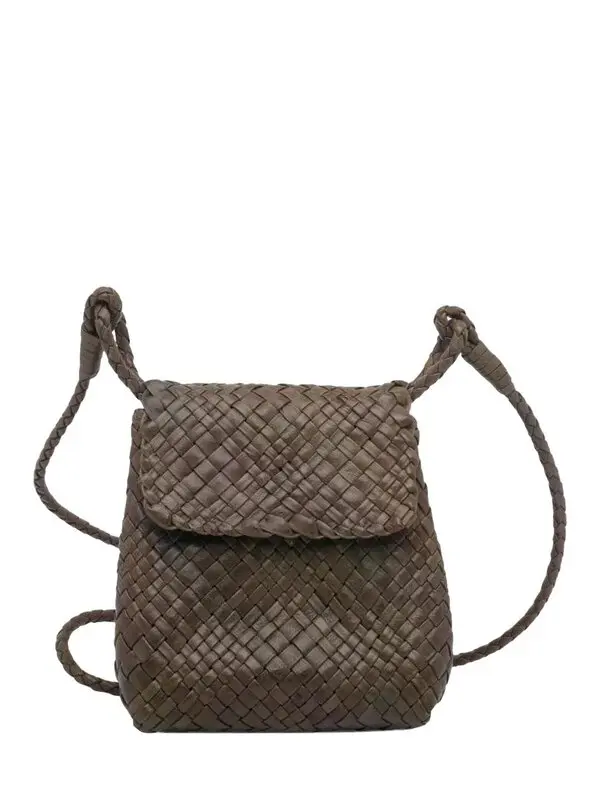 IBELIV Romance Woven Leather Shoulder Bag - Brown