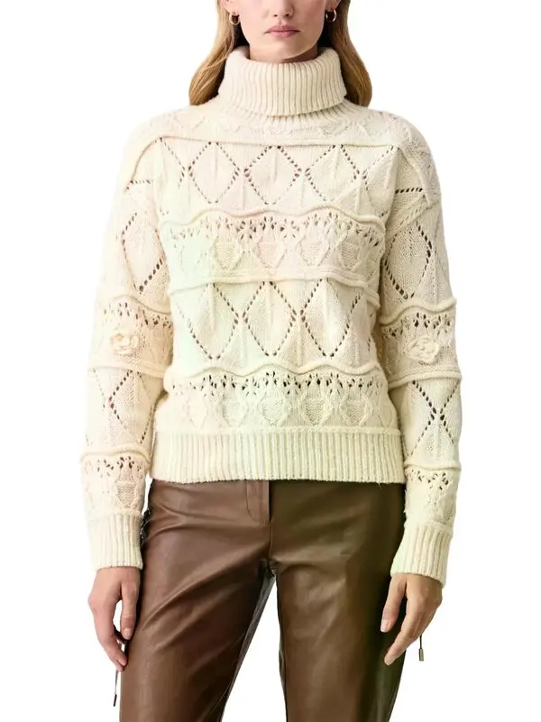 FRACOMINA Pointelle-knit Roll-neck Sweater - Neutrals
