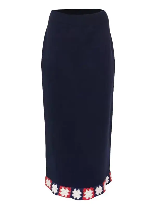 Staud Embroidered-trimmed Midi Skirt - Blue
