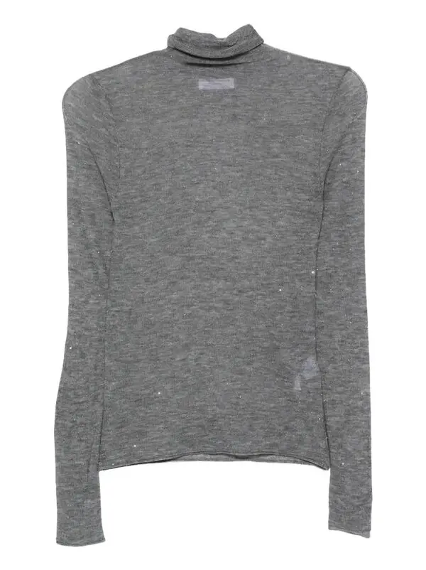 Majestic Filatures Sequin-embellished Roll-neck T-shirt - Grey