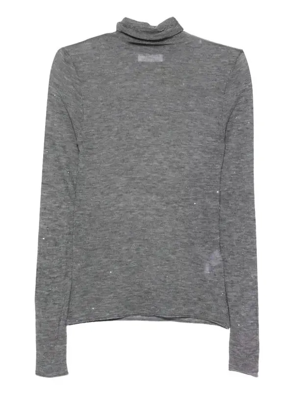 Majestic Filatures Sequin-embellished Roll-neck T-shirt - Grey