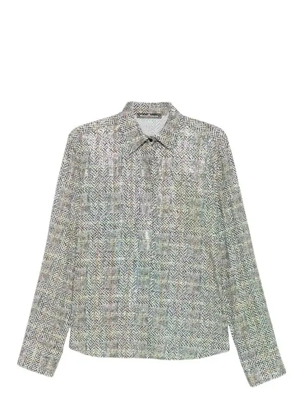 Ermanno Scervino Sequin-embellished Herringbone Shirt - Black