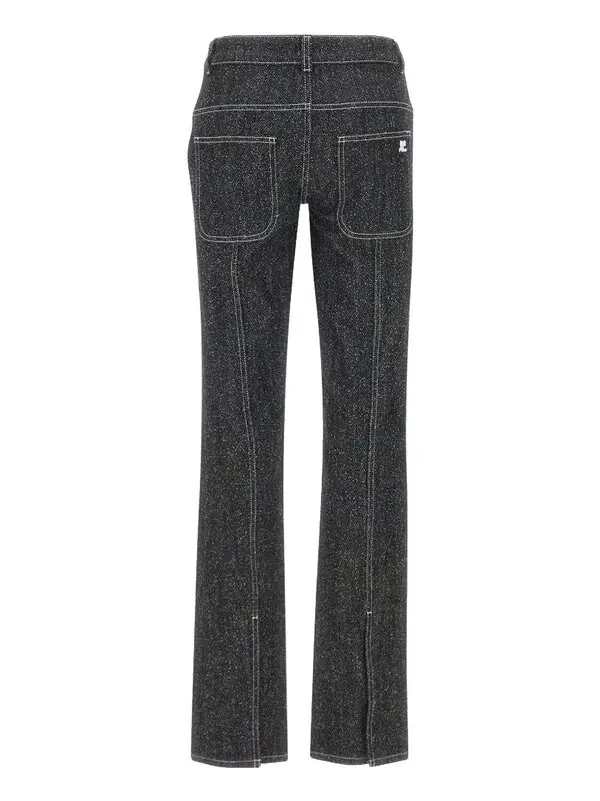 COURREGES Tweed Snap-button Jeans - Grey