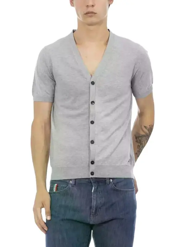 BALDININI Short-sleeve V-neck Cardigan - Grey