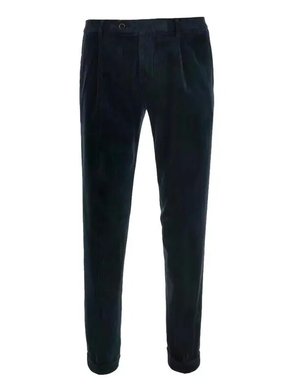 MICHAEL COAL Pleated Corduroy Trousers - Blue
