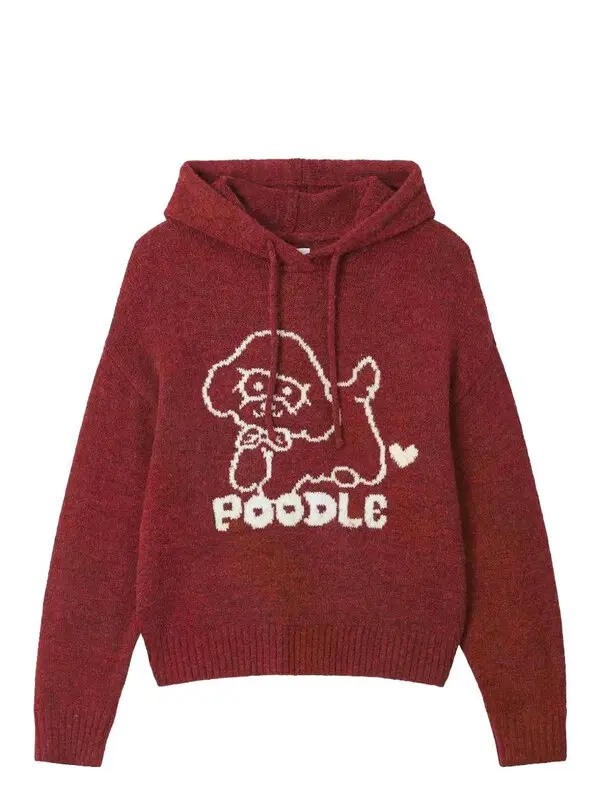 CHOCOOLATE Intarsia-knit Drawstring Hoodie - Red
