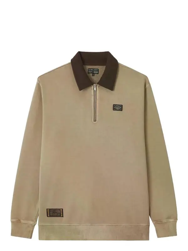 Izzue Quarter-zip Logo-patch Sweater - Neutrals