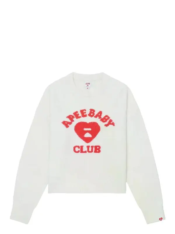 AAPE BY *A BATHING APE Logo-intarsia Crew-neck Sweater - Neutrals