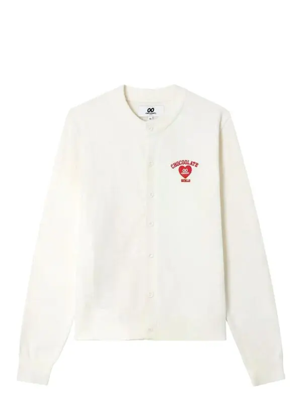 CHOCOOLATE Logo-embroidered Knit Cardigan - White