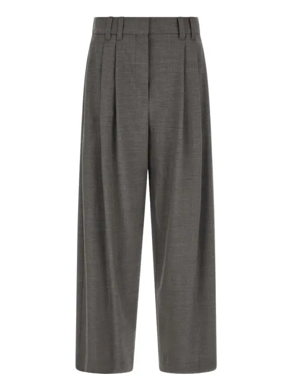 Brunello Cucinelli Tropical Luxury Wool Tailored Trousers With Monili - Grey