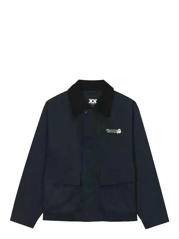 FINGERCROXX Corduroy-collar Logo-embroidered Jacket - Blue