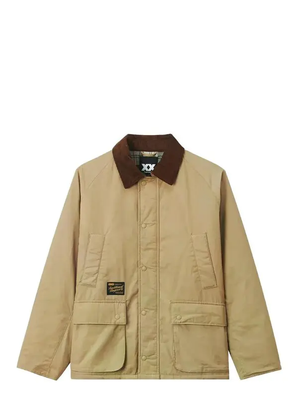 FINGERCROXX Corduroy-collar Raglan-sleeve Jacket - Brown