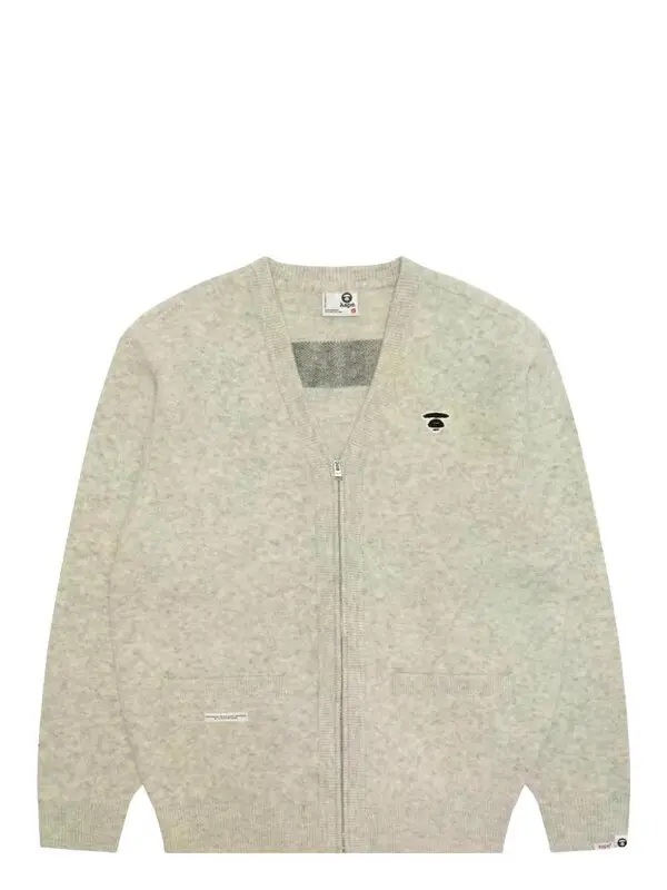 AAPE BY *A BATHING APE Logo-intarsia Zip-up Cardigan - Neutrals