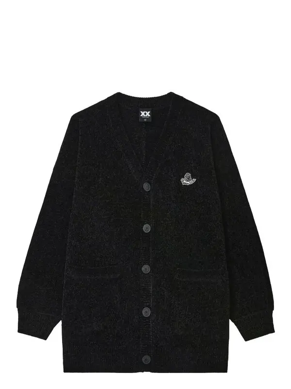 FINGERCROXX Logo-patch V-neck Cardigan - Black