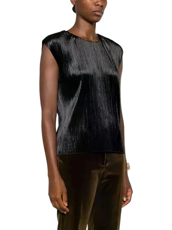 FORTE_FORTE Sleeveless Velvet Blouse - Blue