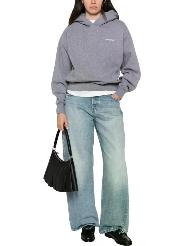 Sporty & Rich Logo-embroidered Pouch-pocket Hoodie - Grey