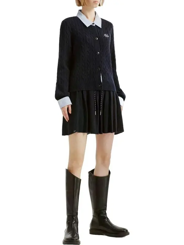 MUSIUM DIV. Cable-knit Cardigan And Mini Skirt Set - Blue